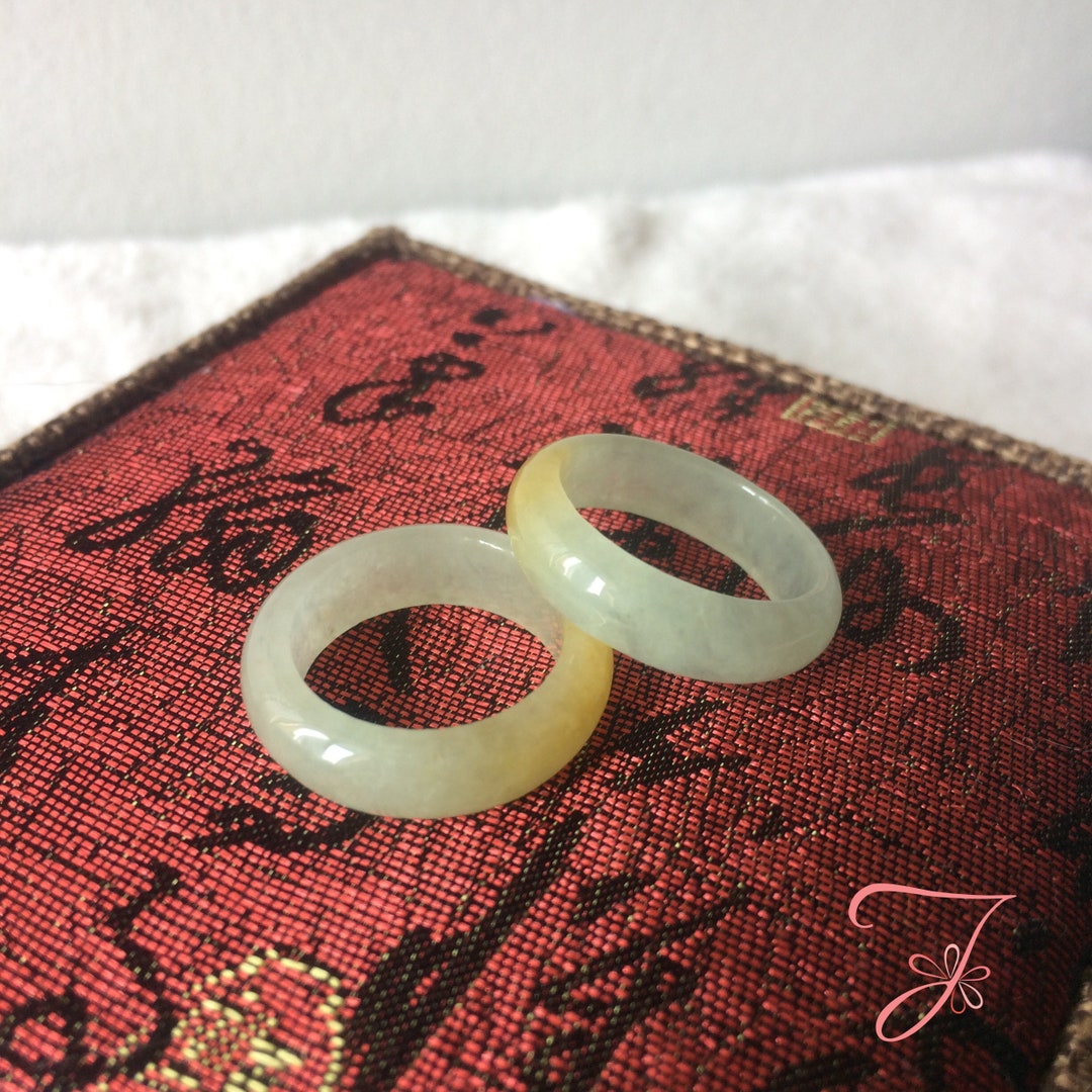 Burma Icy Yellow Jade Ring, Grade A Burmese Icy Rock Sugar Yellow ...