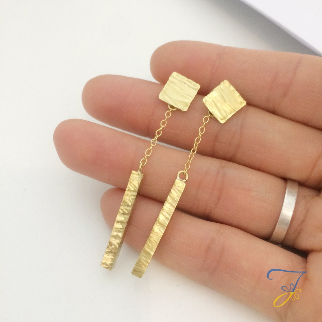 Minimaliste Golden Bronze Hand Forging Earring S925 Studs - Etsy