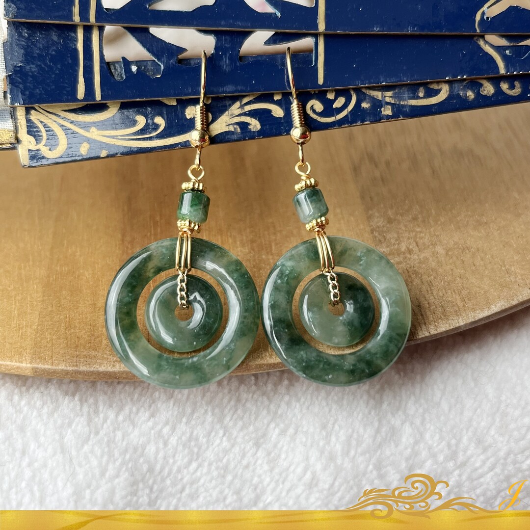 Stunning Grade A Burmese Icy Green Jade Donuts Earring, Grade A Burma ...