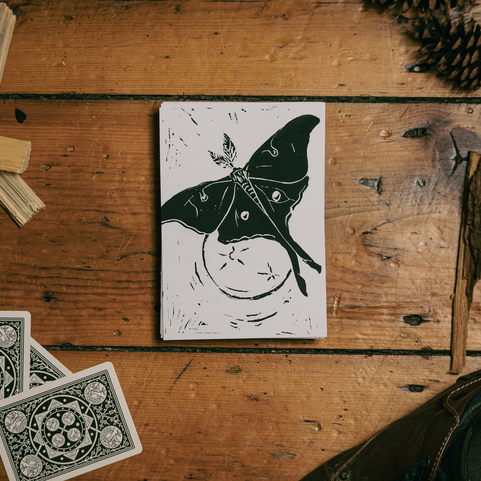 Luna Moth Lino Print black - Etsy