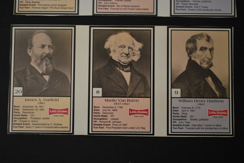 3 - Uncut Panels - Little Debbie Snack Cakes Presidential Cards Truman ...