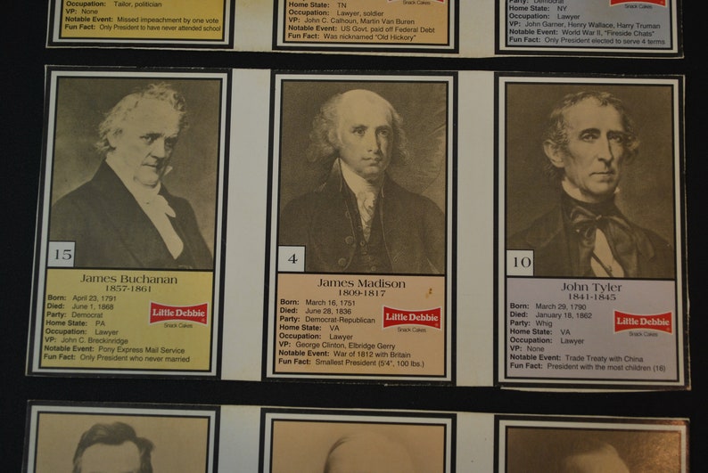 3 - Uncut Panels - Little Debbie Snack Cakes Presidential Cards Lincoln ...