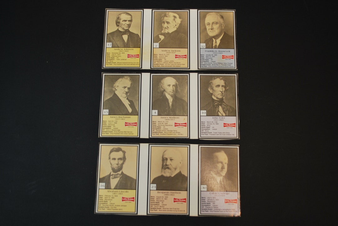 3 - Uncut Panels - Little Debbie Snack Cakes Presidential Cards Lincoln ...