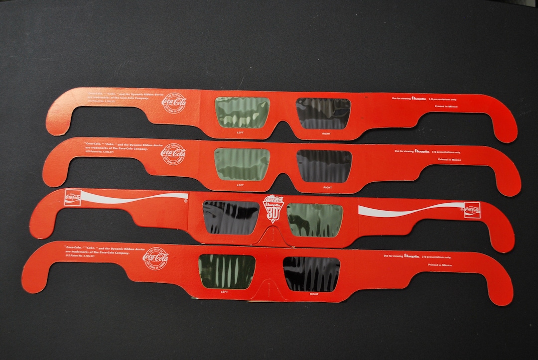 4 Pair Unfolded Coca-cola Coke 3-D Glasses for Nuoptix Movies ...
