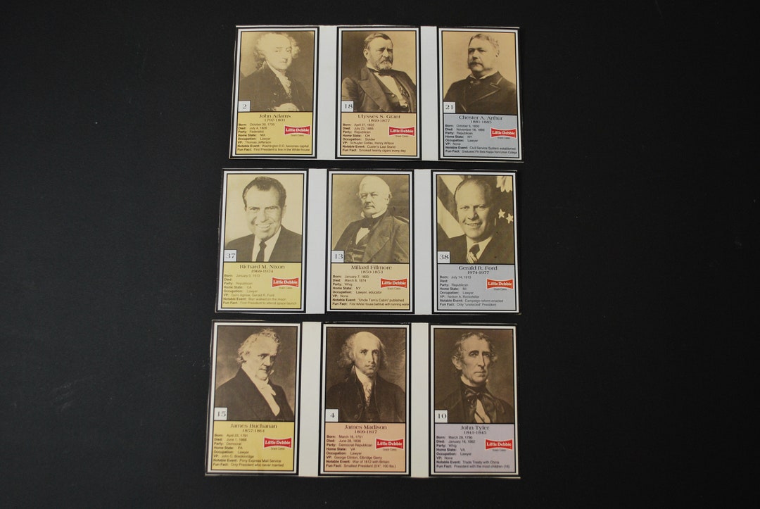 3 - Uncut Panels - Little Debbie Snack Cakes Presidential Cards Nixon ...