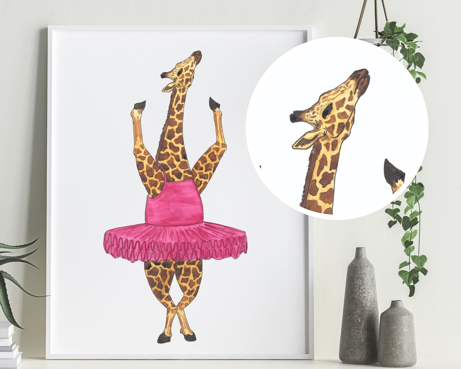 Ballet Dancing Giraffe Watercolour Art Print | Giraffe Print | Dancing ...