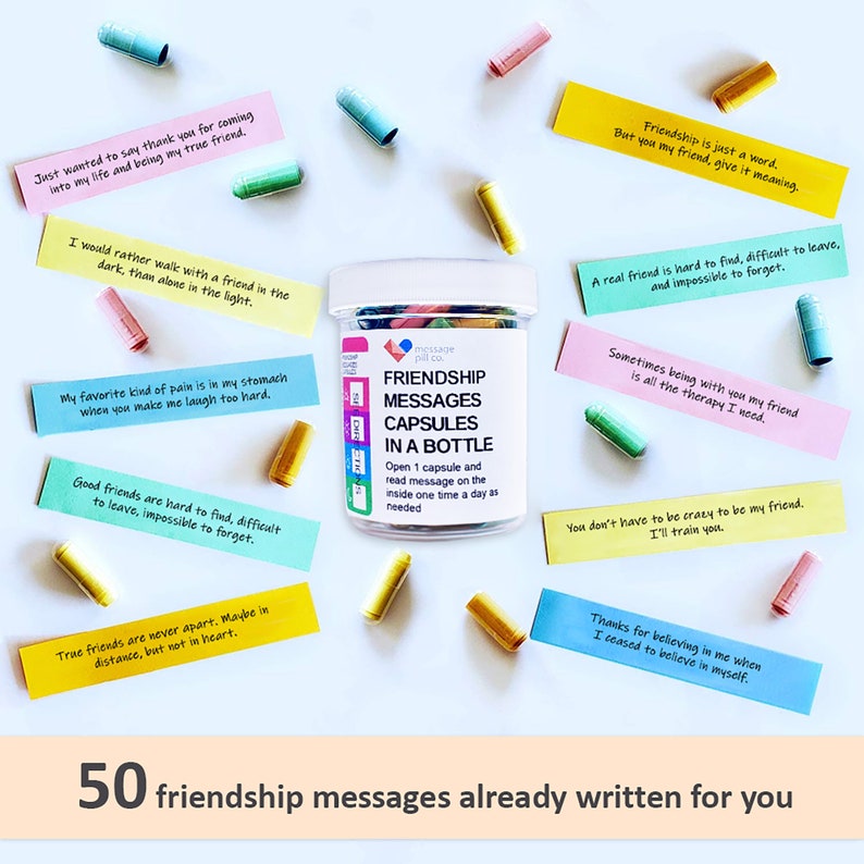 Friendship Gift Friends Messages on a Pill Capsule Best - Etsy