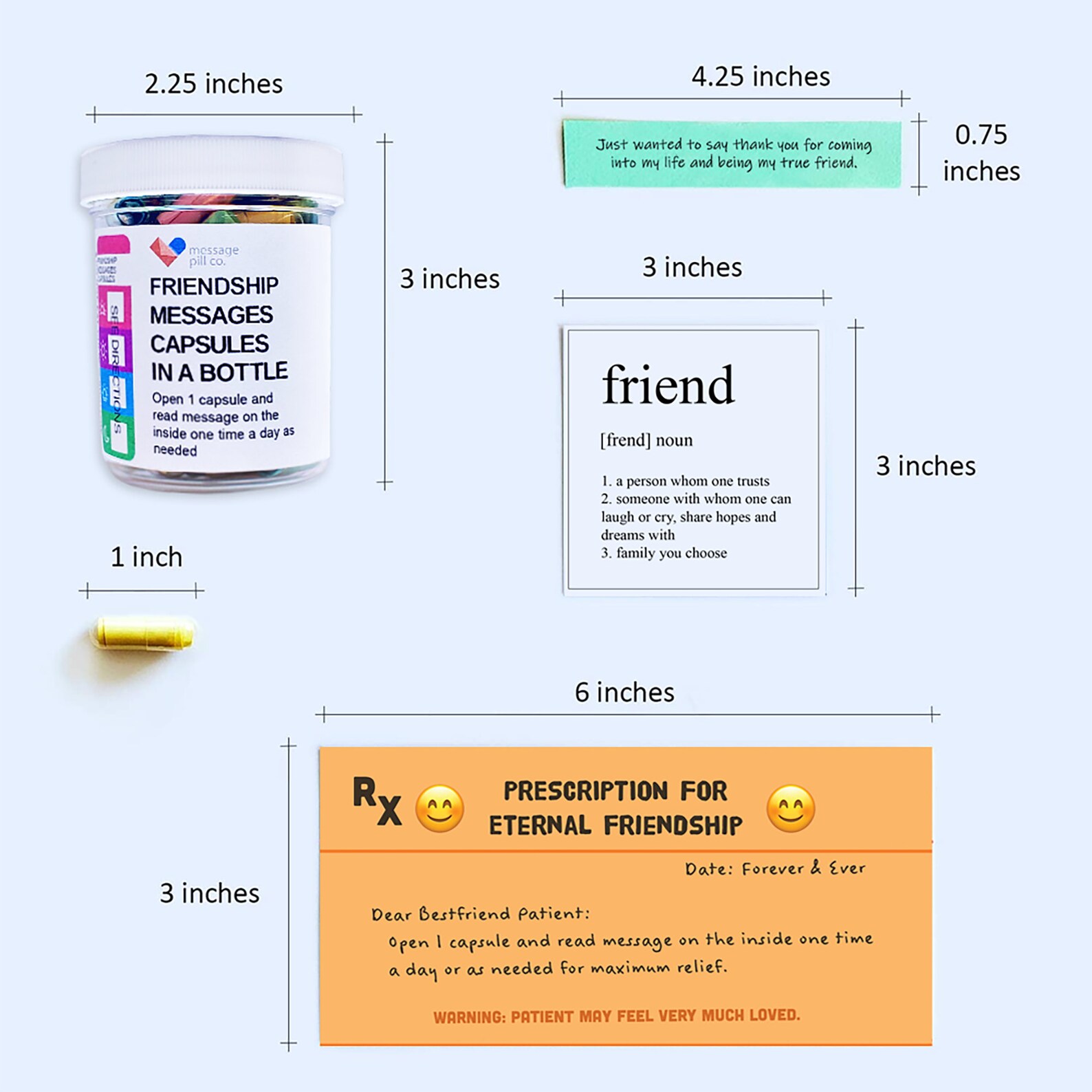 Friendship Gift Friends Messages on a Pill Capsule Best - Etsy