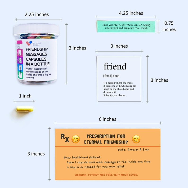 Friendship Gift Friends Messages on a Pill Capsule Best - Etsy