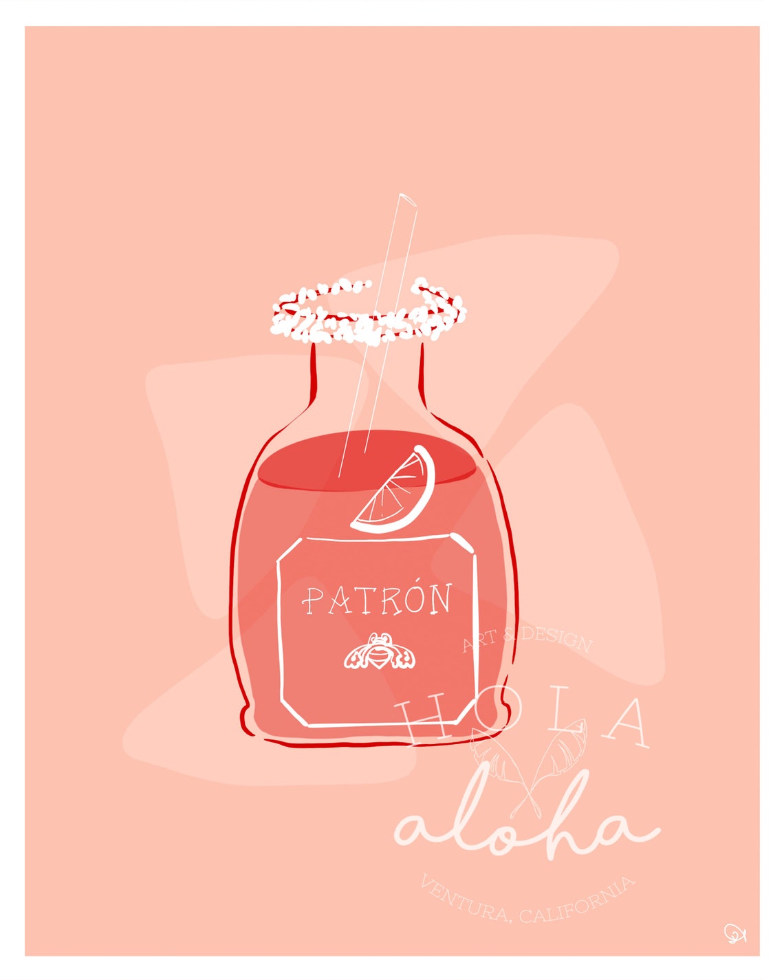 Patron Tequila Drawing Illustration Art Print Minimal Wall - Etsy