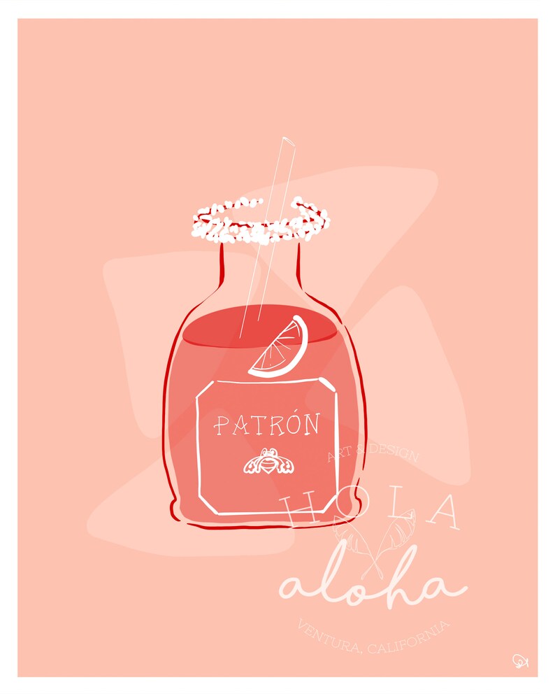 Patron Tequila Drawing Illustration Art Print Minimal Wall | Etsy