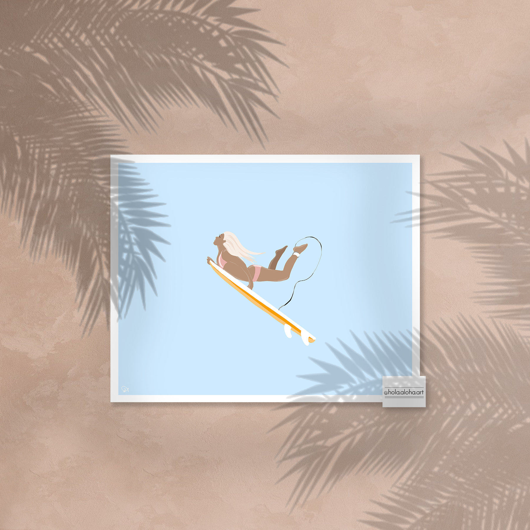 Duck Dive Surfer Illustration Print, Portrait Art Print, Minimal Wall ...