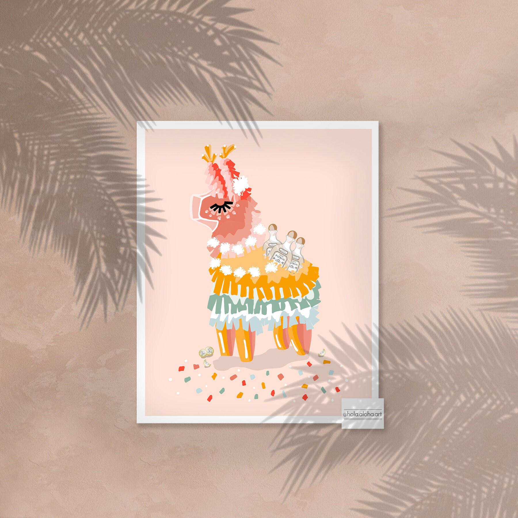Patron Tequila Pinata Drawing Illustration Art Print, Minimal Wall Art ...