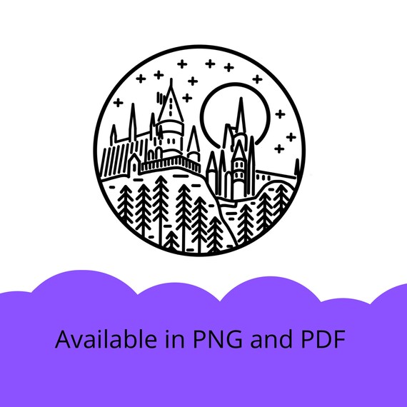 Hogwarts Line Art - Etsy UK