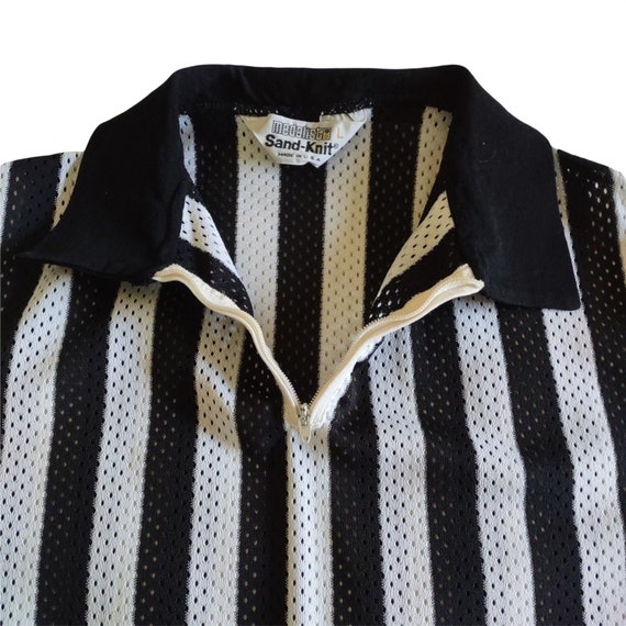 True Vintage 1970s Medalist Sand Knit Mesh Black Whit… - Gem