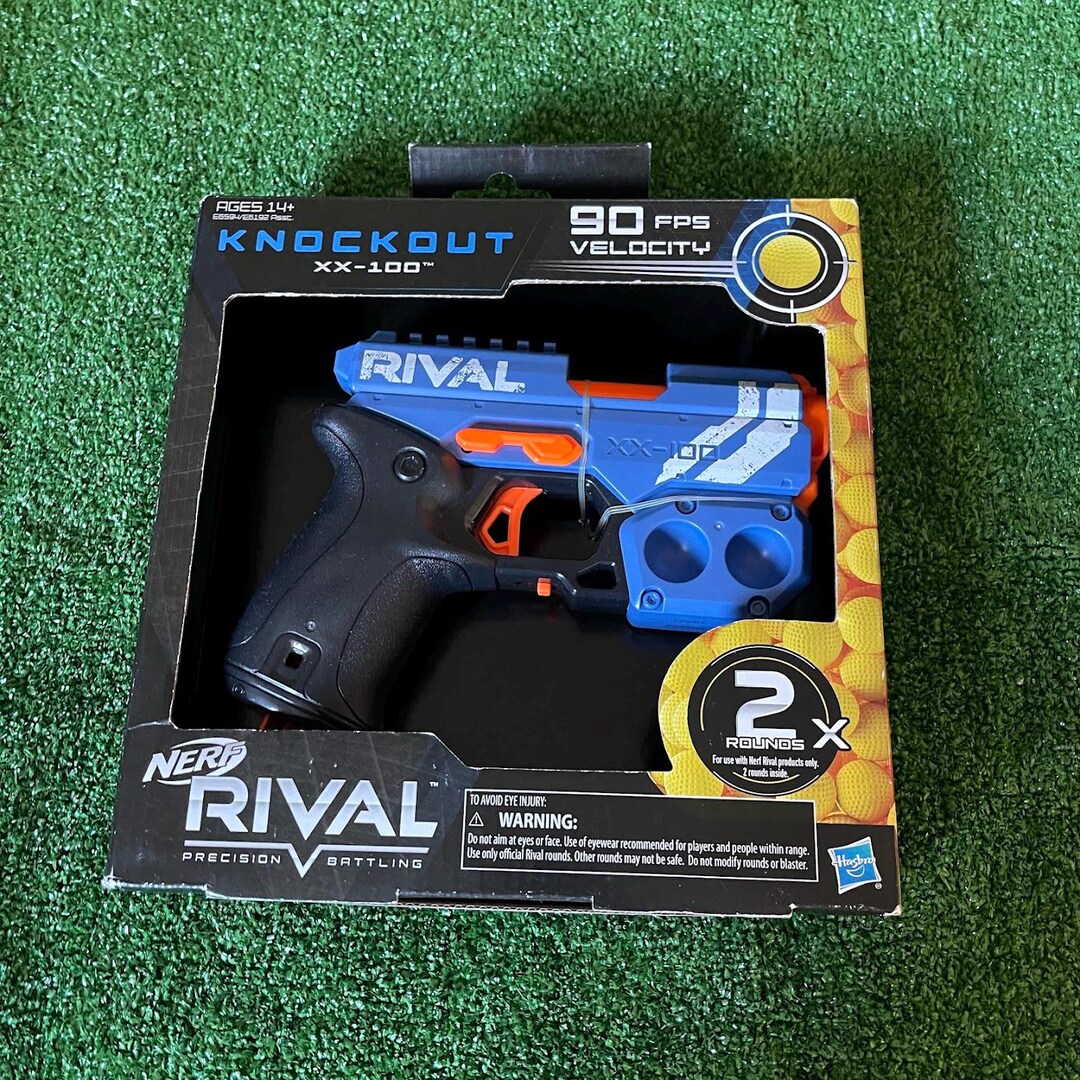 Nerf Rival Knockout Blaster XX-100 90 FPS 2x Team Blue and 2 Rounds NEW ...