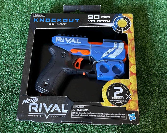 Nerf Rival Knockout Blaster XX-100 90 FPS 2x Team Blue and 2 Rounds NEW ...