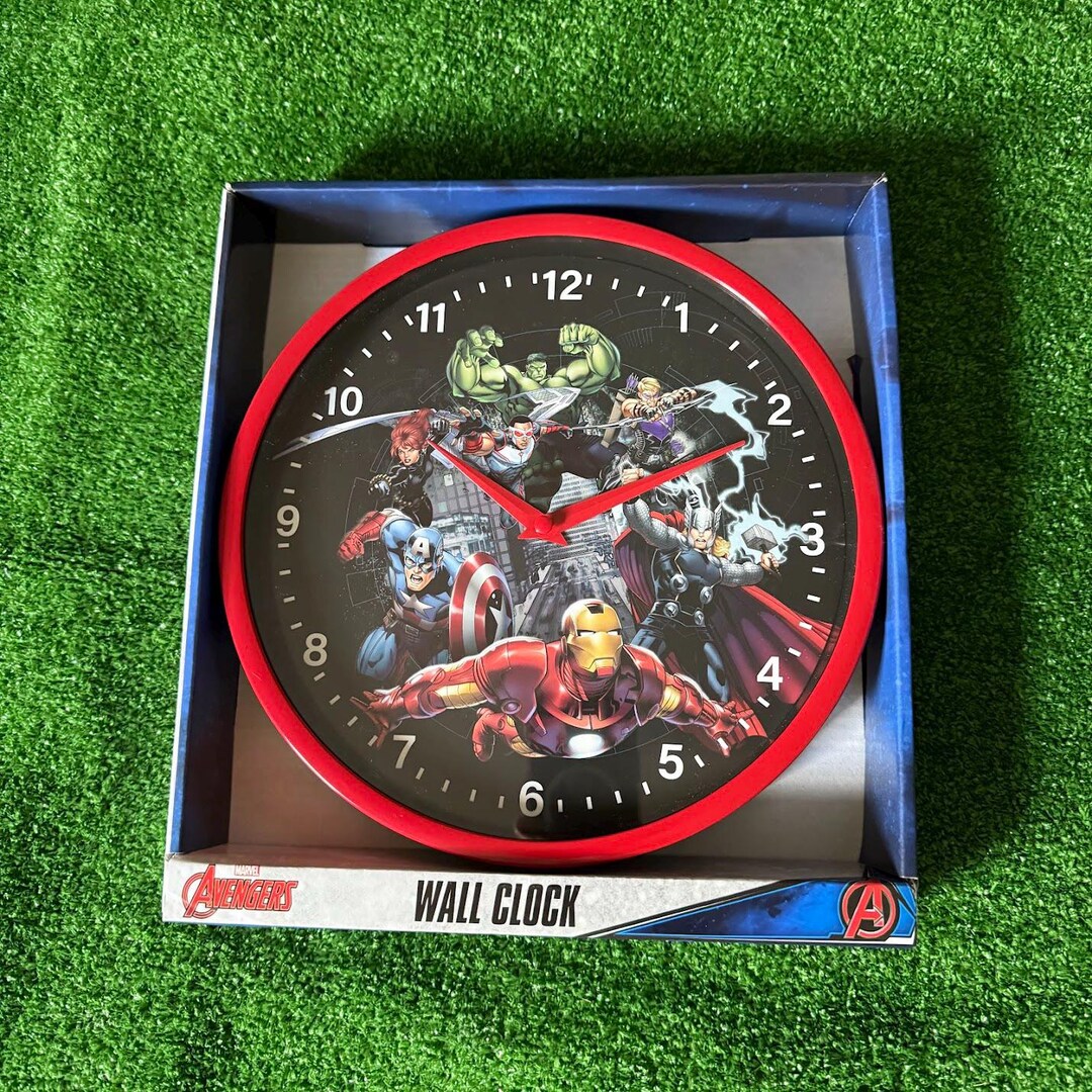 Marvel Avengers Wall Clock - Red Framed Superhero Themed Round Wall ...