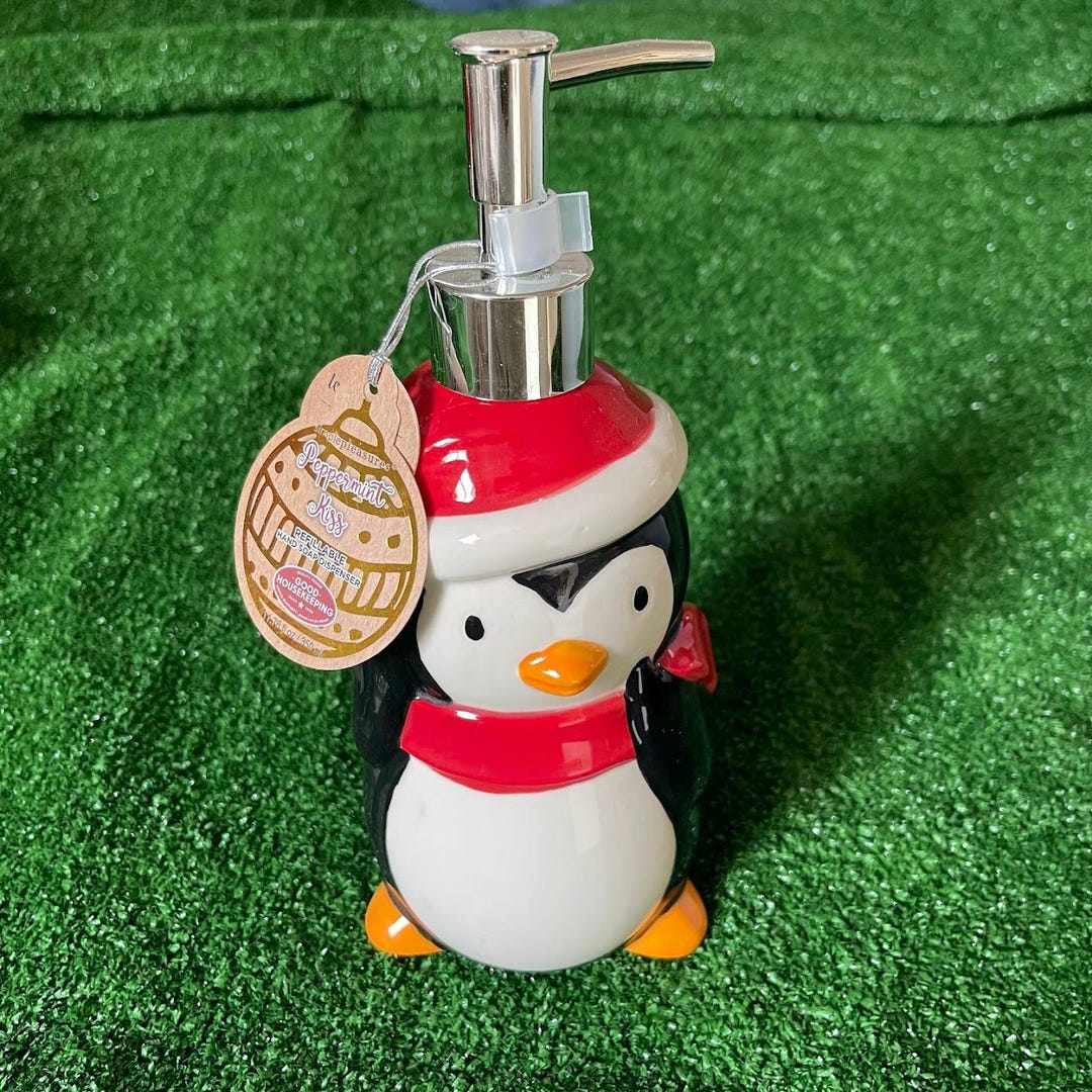 Penguin Refillable Ceramic Hand Soap Dispenser for Bathroom & Kitchen ...