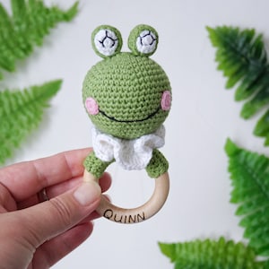 Frog Wood Ring Baby Rattle Baby First Rattle Toy Greenery - Etsy UK