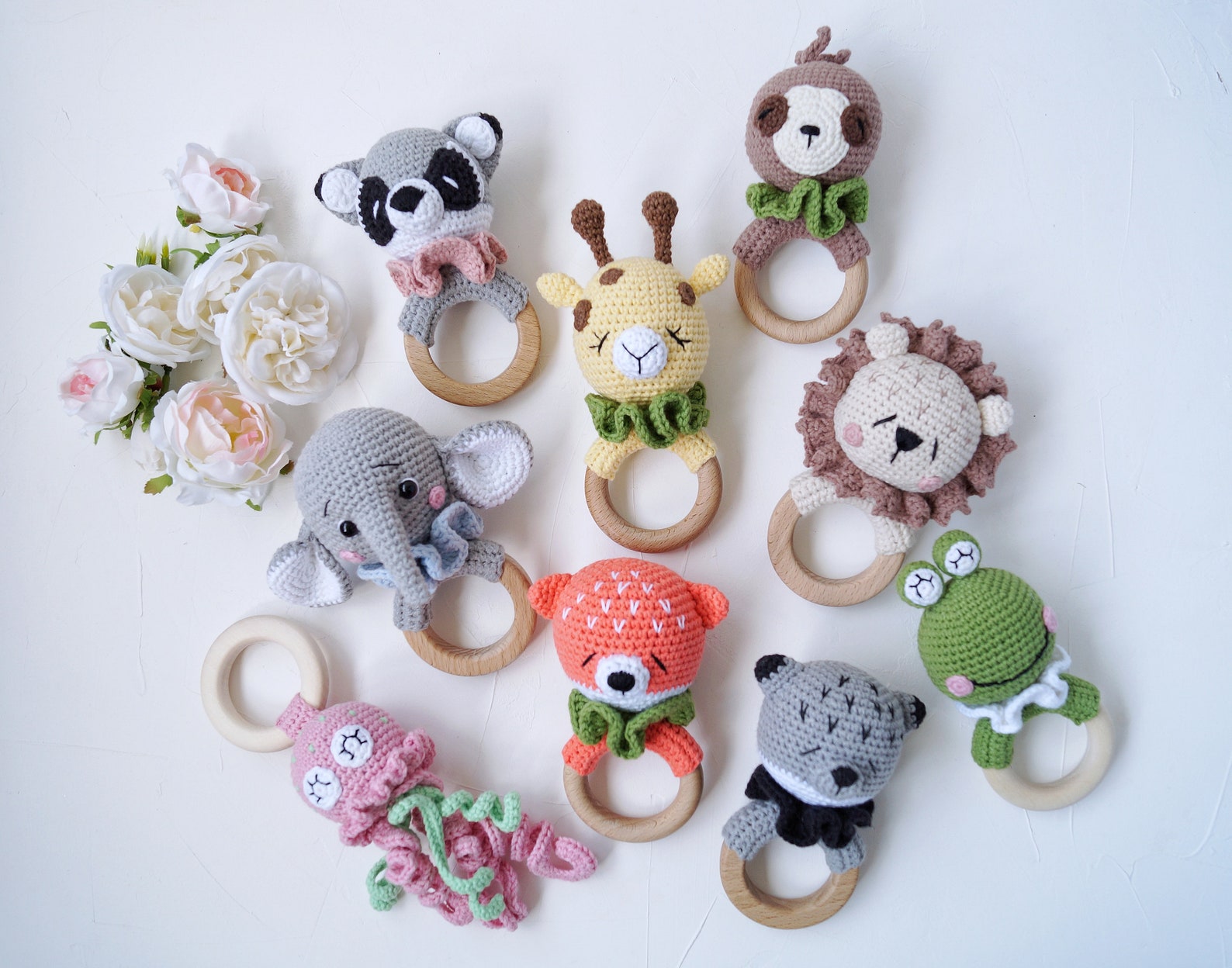 Frog Wood Ring Baby Rattle Baby First Rattle Toy Greenery - Etsy UK