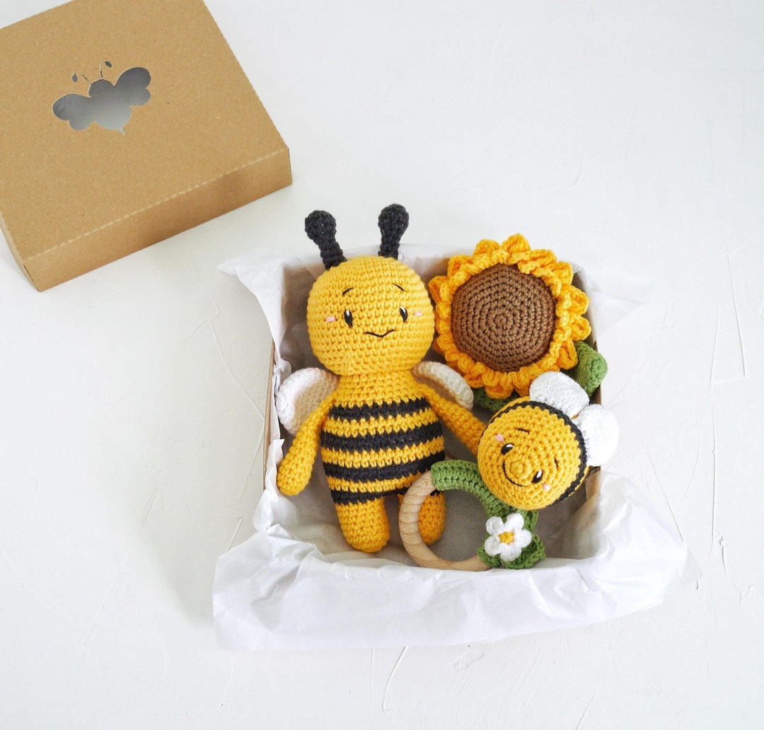 Honey Bee Baby Shower Gift Set With Bumble Bee Small Toy, Bee Rattle ...