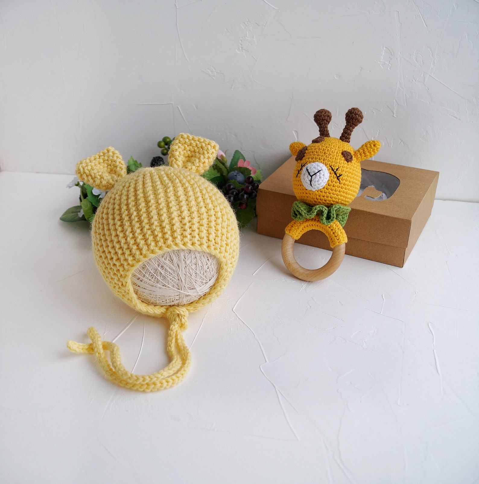 New Mom Gift Package Giraffe Baby Rattle Safari Shower Gift | Etsy