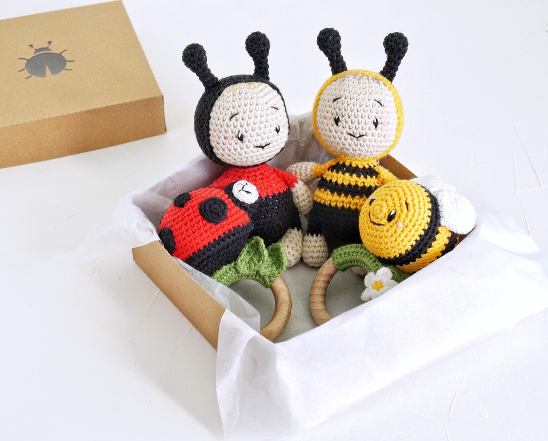 Honey Bee and Ladybug Baby Small Toys for Bugs Baby Shower, Gender ...