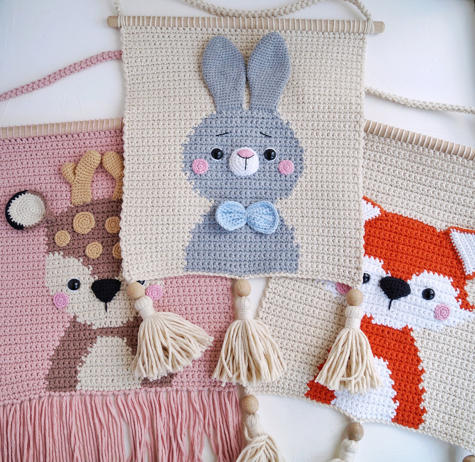 Rabbit Fox and Deer Wall Hangings for Woodland Nursery Wall Decor ...
