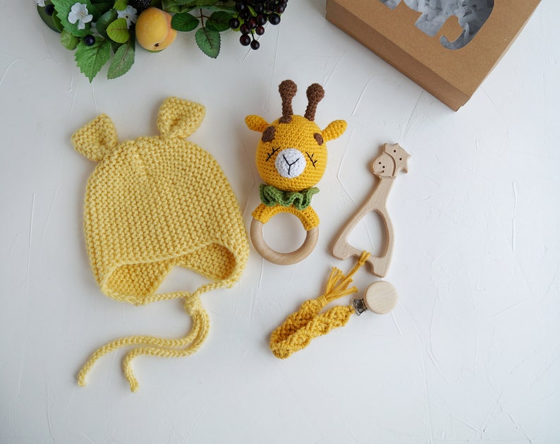 New Mom Gift Package Giraffe Baby Rattle Safari Shower Gift - Etsy