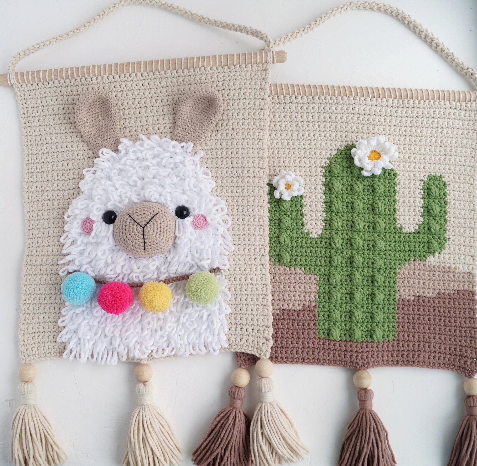 Llama and Cactus Nursery Wall Hangings Set of 2 Llama Wall | Etsy