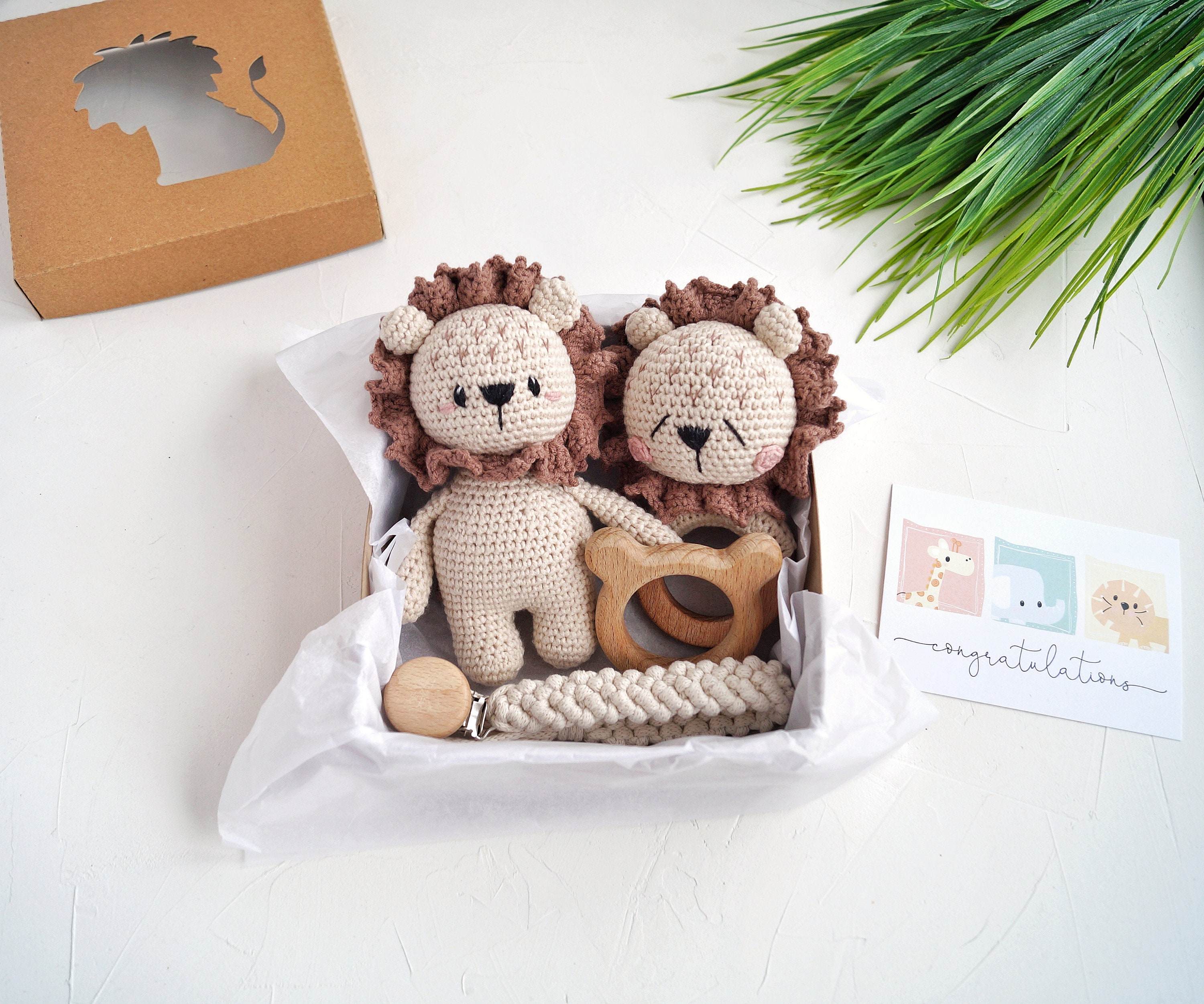 Lion Baby Welcome Gift Box Beige Lion Neutral Gift Set for | Etsy