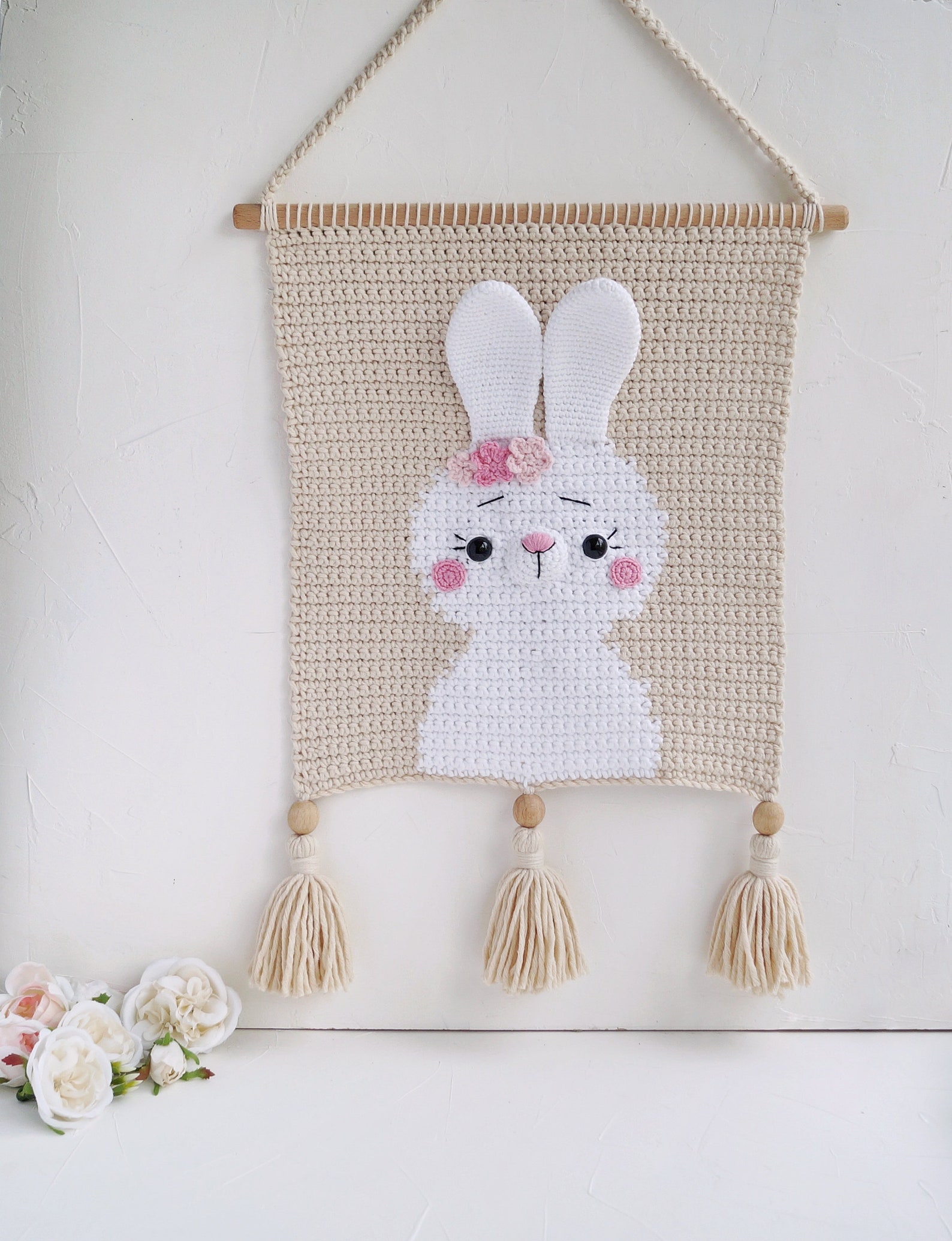 Rabbit Wall Hanging for Woodland Nursery Decor Kawaii Bunny - Etsy