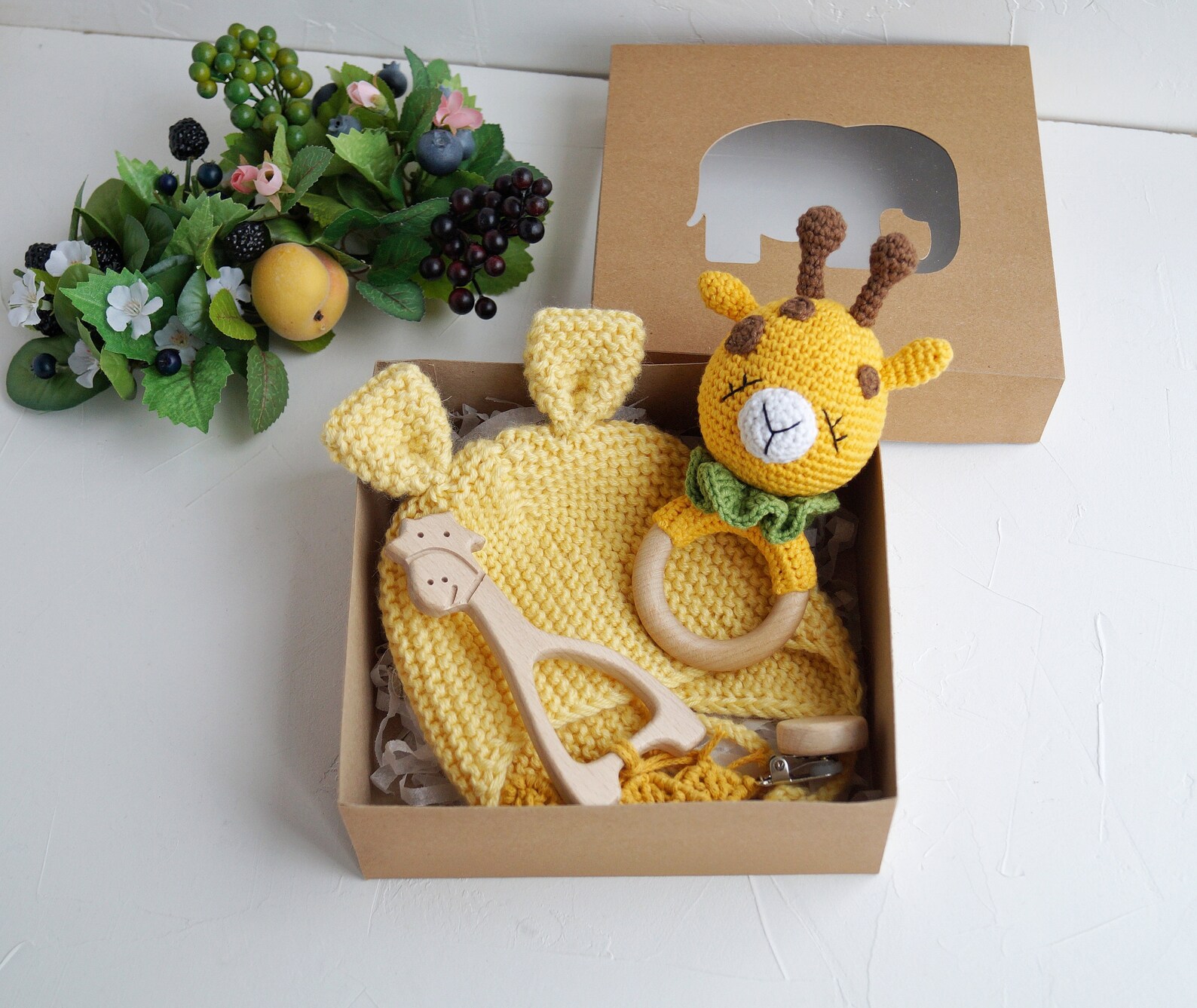 New Mom Gift Package Giraffe Baby Rattle Safari Shower Gift - Etsy