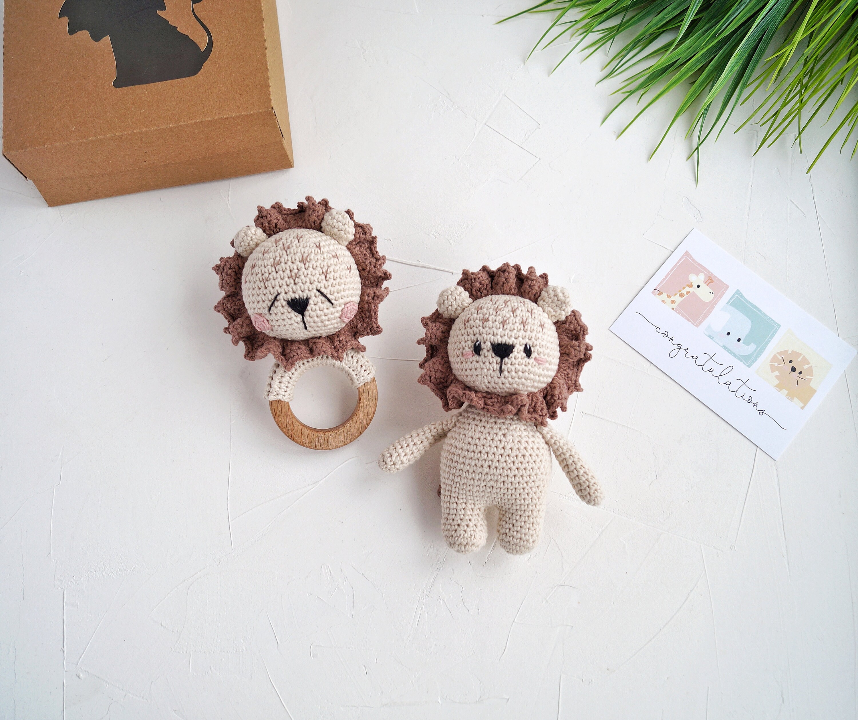 Lion Baby Welcome Gift Box Beige Lion Neutral Gift Set for | Etsy