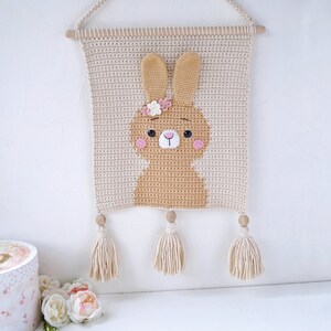 Rabbit Wall Hanging for Woodland Nursery Decor, Kawaii Bunny Wall Decor ...