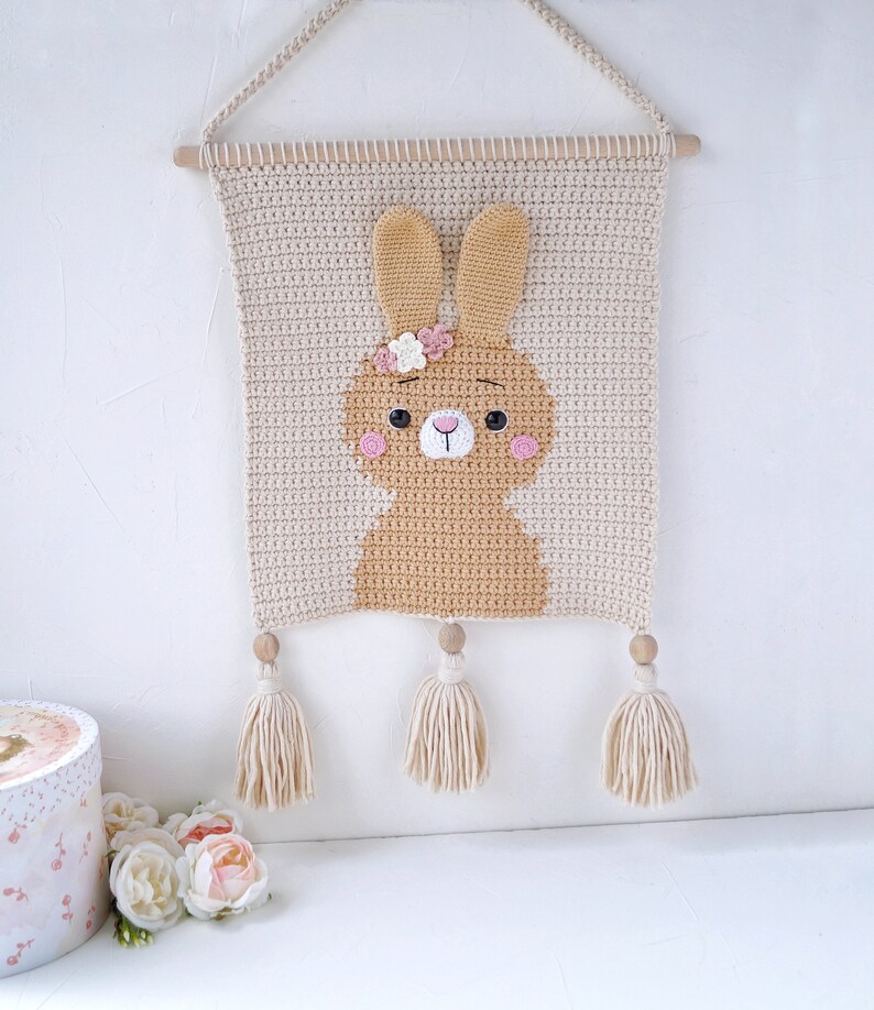 Rabbit Wall Hanging for Woodland Nursery Decor Kawaii Bunny - Etsy