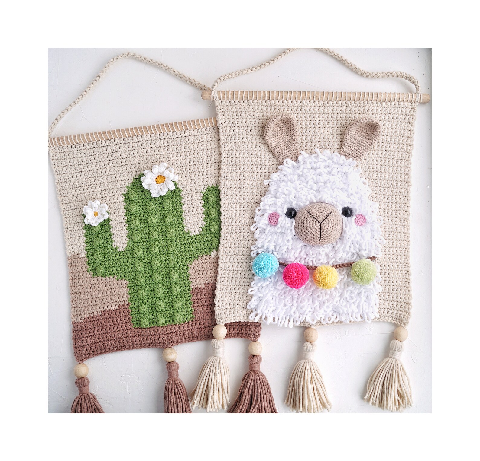 Llama and Cactus Nursery Wall Hangings Set of 2 Llama Wall | Etsy