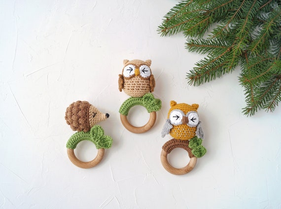 Hedgehog and Owl Baby Toys Woodland Baby Shower Decor Gifts Woodland Animal First Baby Toys Etsy UK
