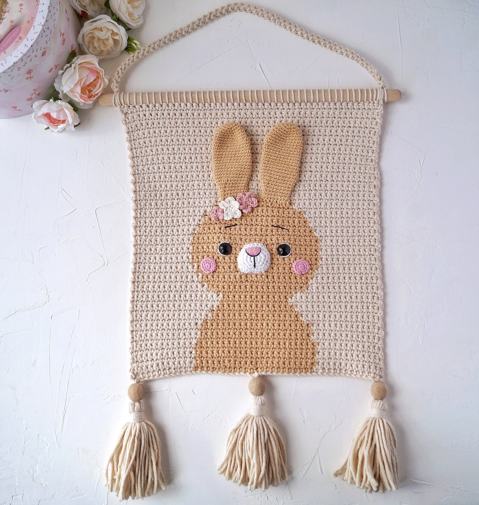 Rabbit Wall Hanging for Woodland Nursery Decor Kawaii Bunny - Etsy