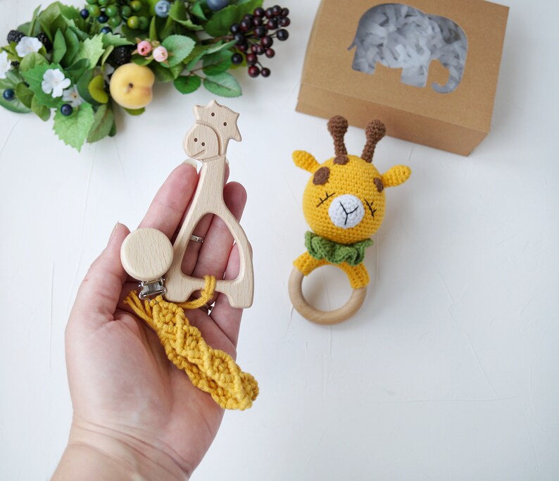 New Mom Gift Package Giraffe Baby Rattle Safari Shower Gift | Etsy