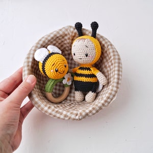 Honey Bee Baby Gift Box With Bee Small Crochet Toy, Bumble Bee Baby Toy ...