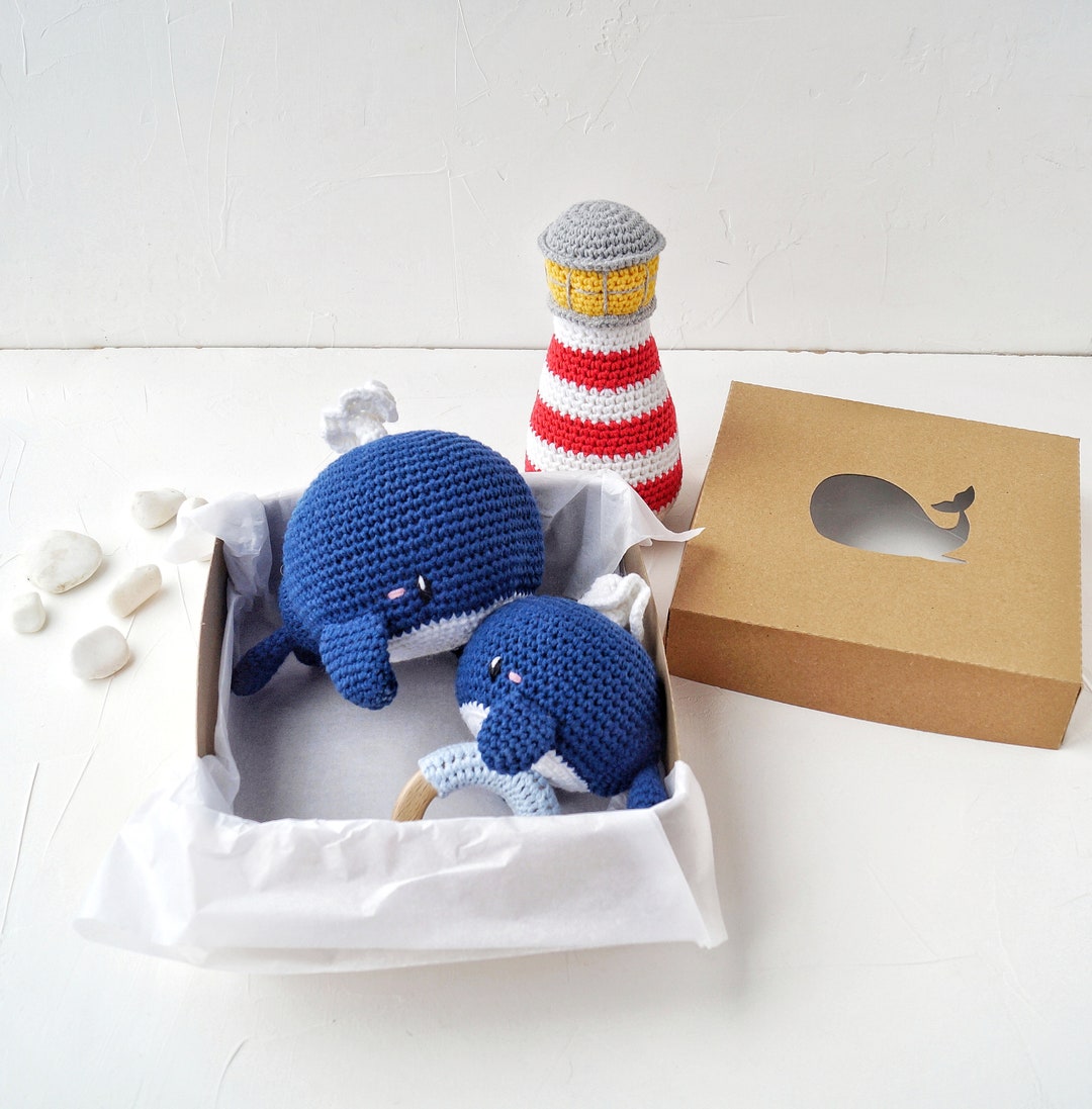 Blue Whale Baby Gift Set With Whale Small Toy, Whale Baby Stuffed Toy ...