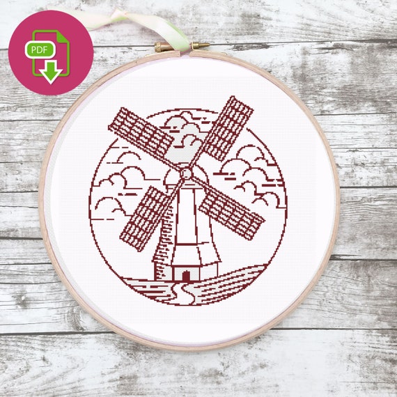 Windmill Modern Cross Stitch Pattern Instant Download - Etsy
