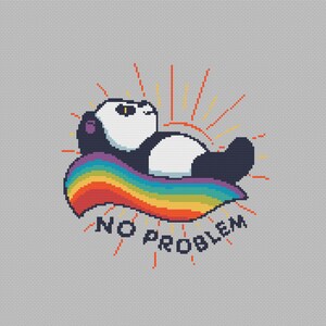 No Problem Panda Modern Cross Stitch Pattern Instant - Etsy