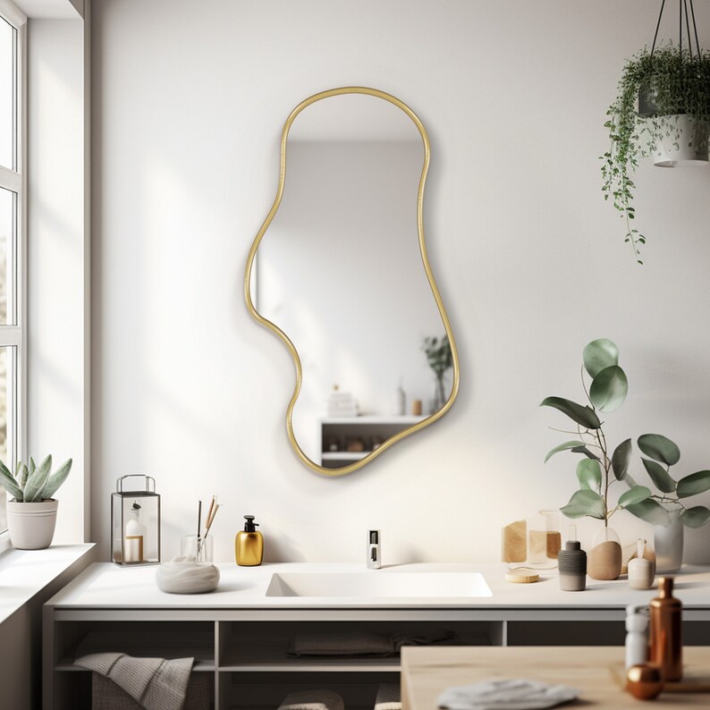 Unique Asymmetrical Wavy Mirror Full Length, Perfect for Modern Home ...