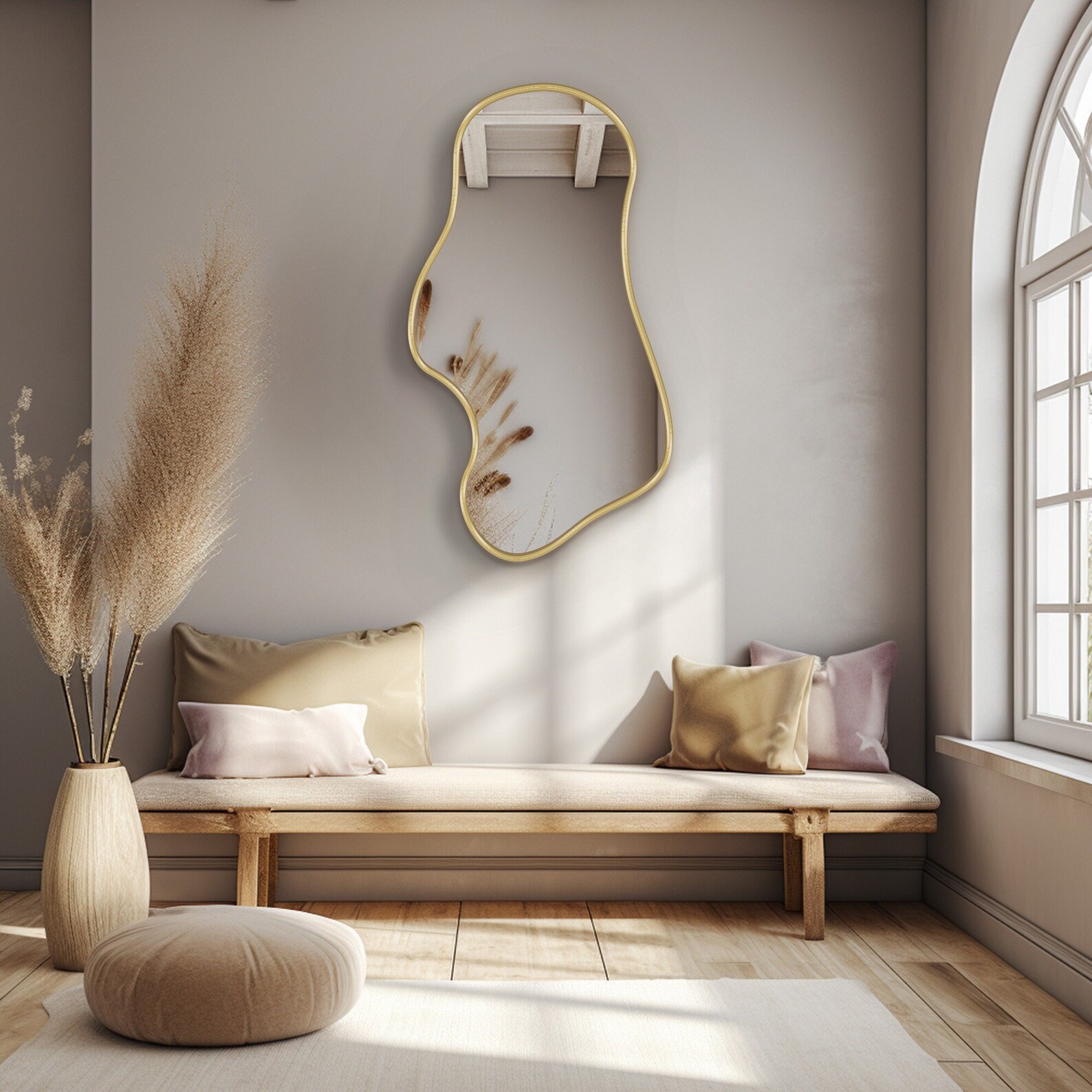 Unique Asymmetrical Wavy Mirror Full Length, Perfect for Modern Home ...