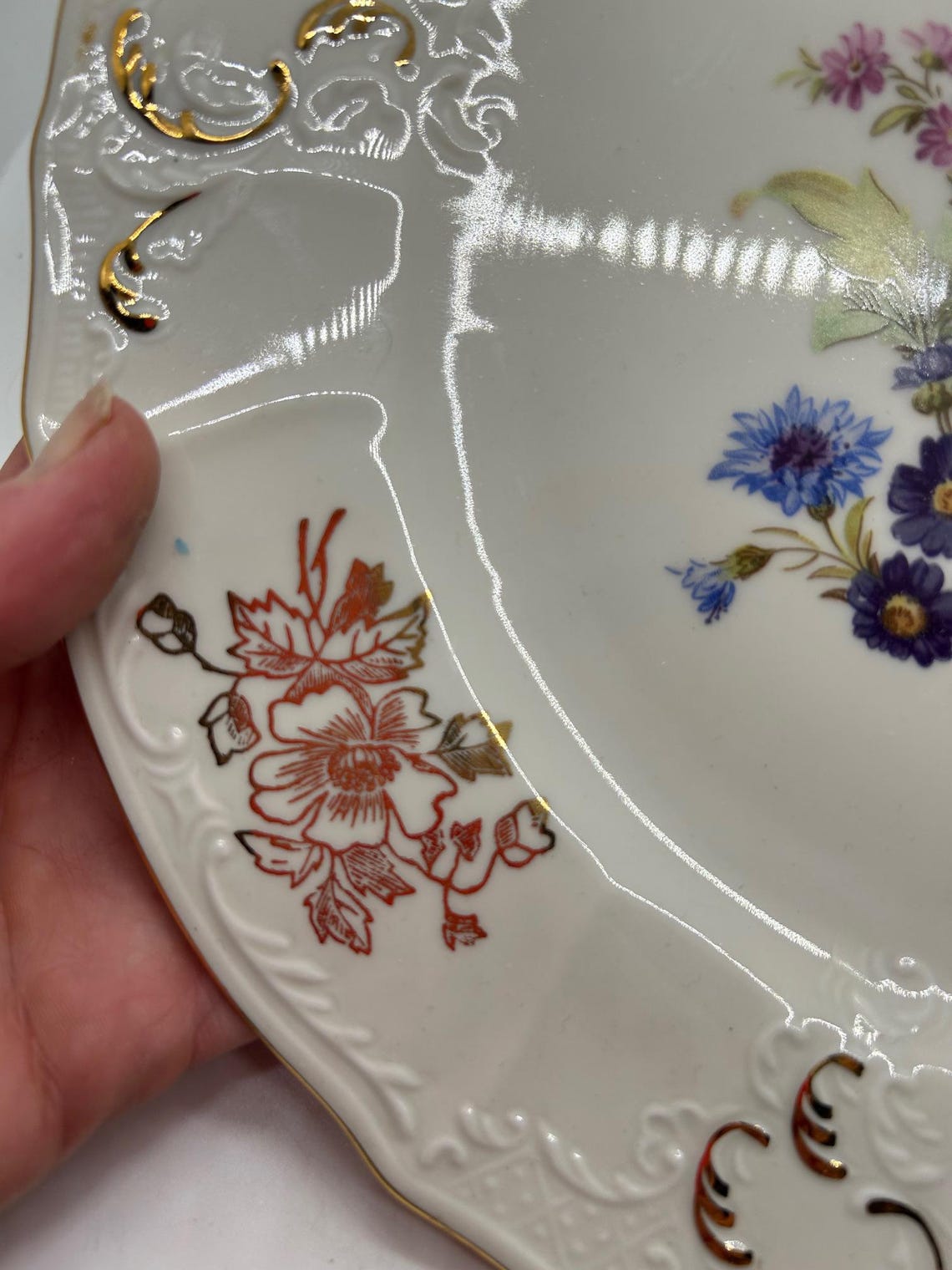 Beautiful Floral Gilt Plate - Etsy