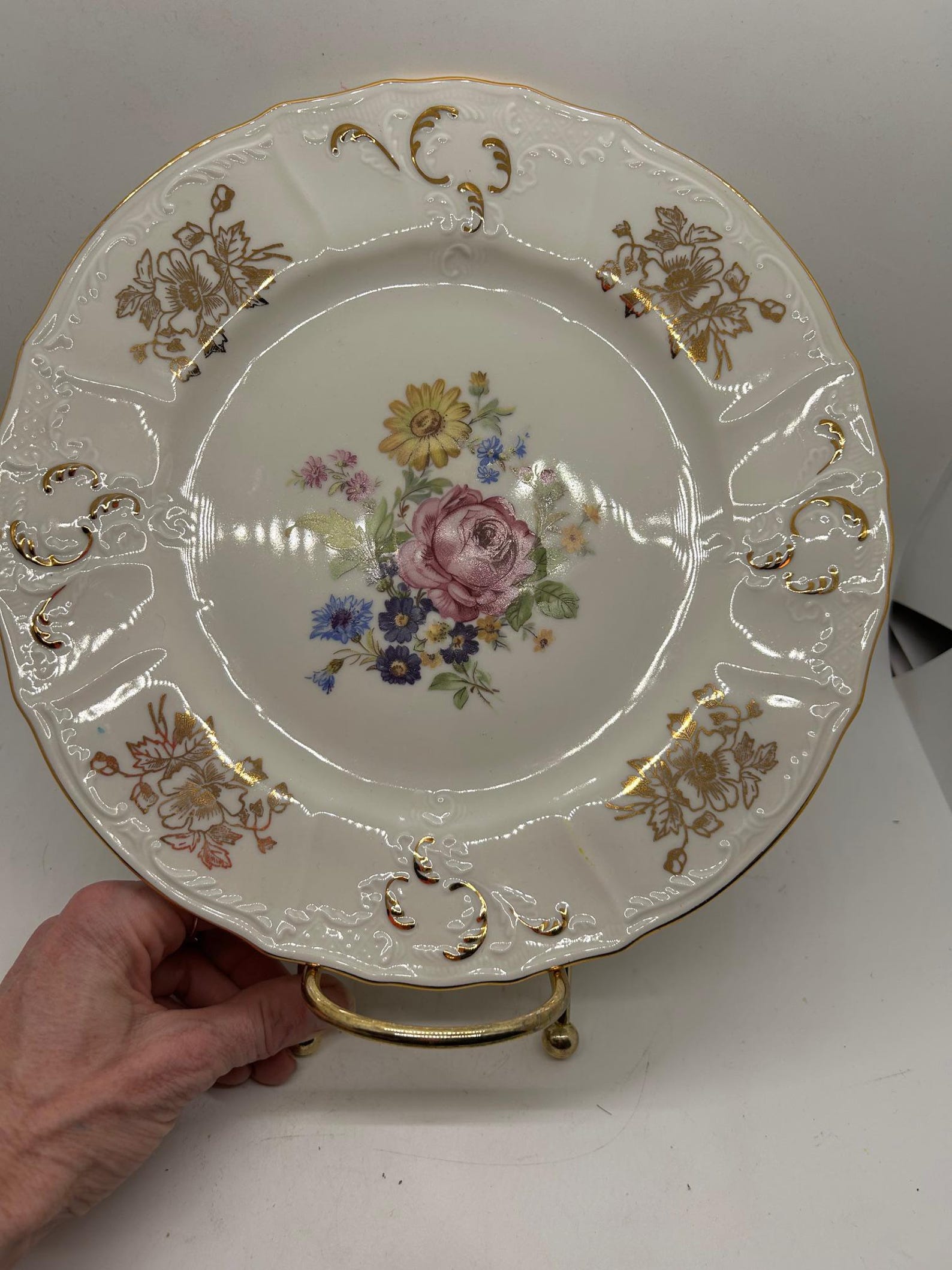 Beautiful Floral Gilt Plate - Etsy