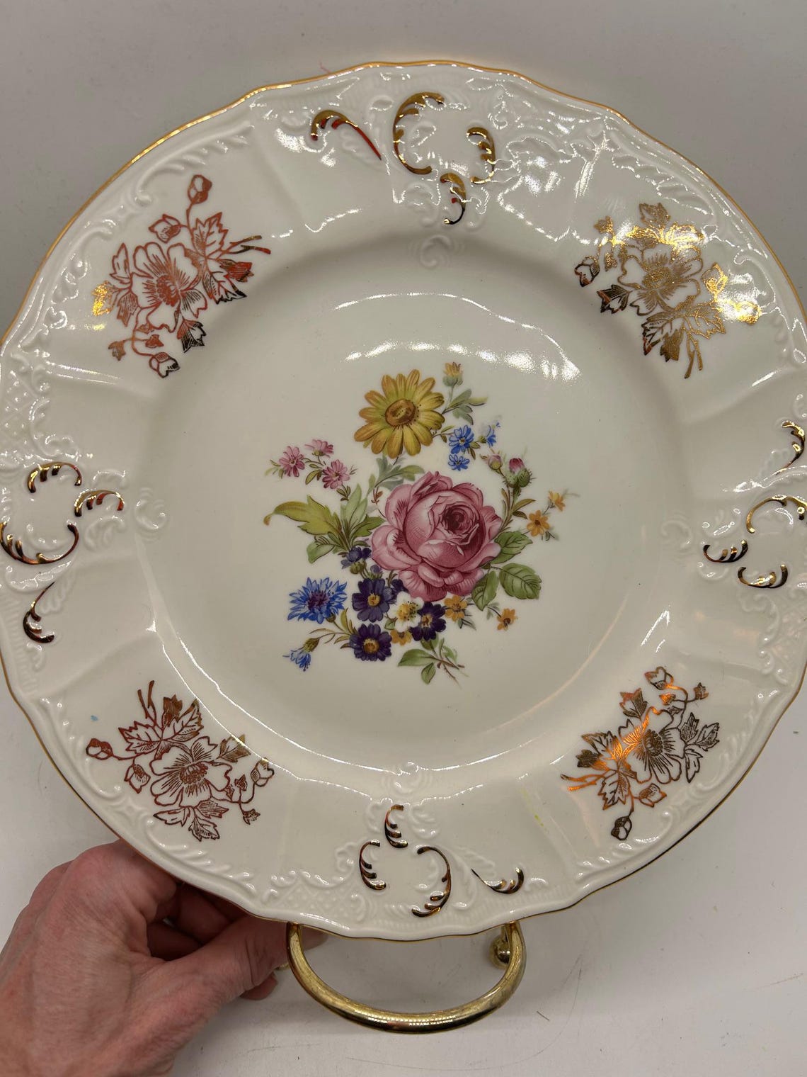 Beautiful Floral Gilt Plate - Etsy